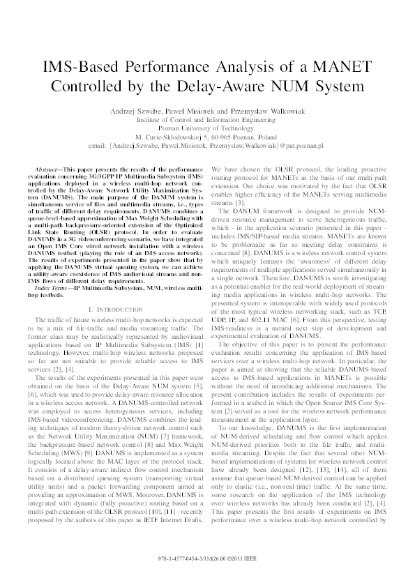 (PDF) IMS-based performance analysis of a MANET controlled by the Delay ...