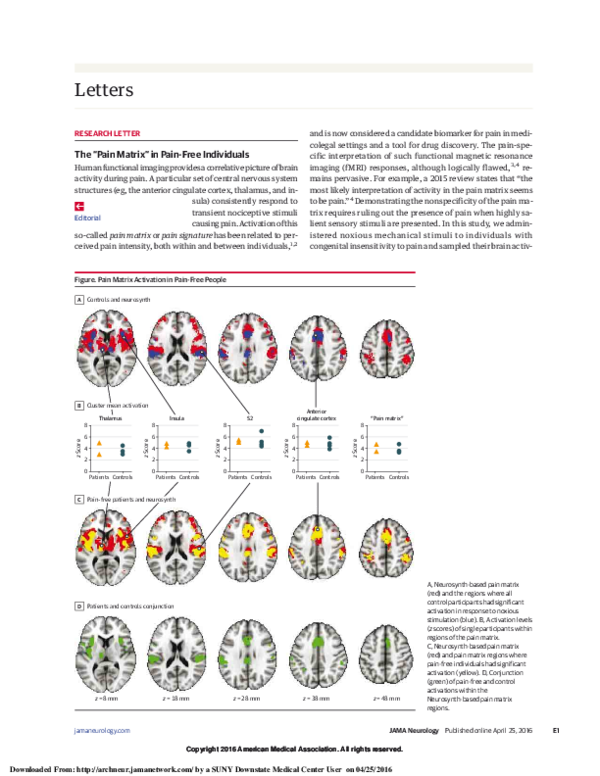 (PDF) The " Pain Matrix " in Pain-Free Individuals
