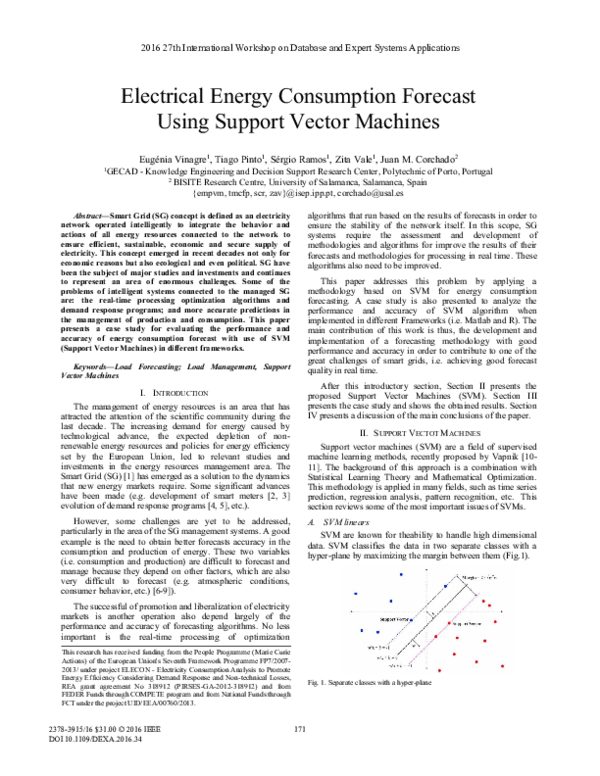 Pdf Electrical Energy Consumption Forecast Using Support Vector Machines
