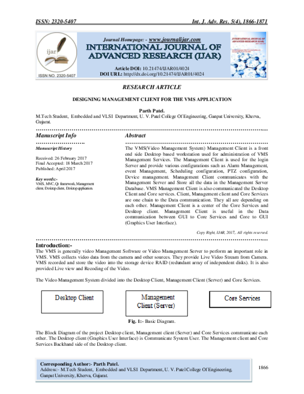 (PDF) DESIGNING MANAGEMENT CLIENT FOR THE VMS APPLICATION | IJAR ...