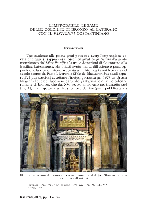 (PDF) L’improbabile legame delle colonne di bronzo al Laterano con il ...