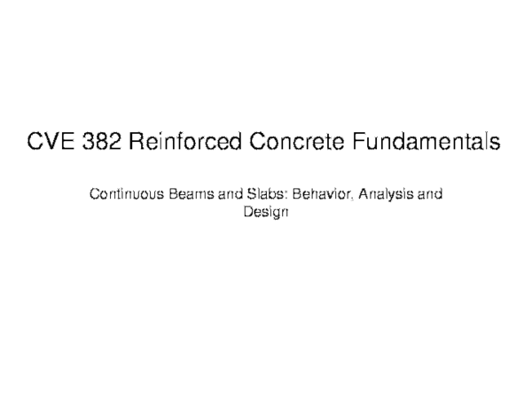 (PDF) CVE 382 Reinforced Concrete Fundamentals Continuous Beams and ...