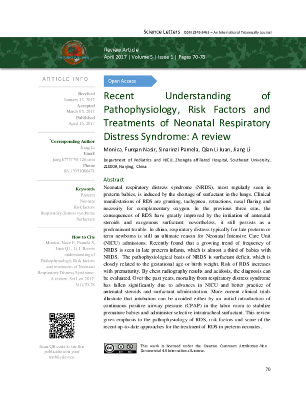 (PDF) Recent Understanding of Pathophysiology, Risk Factors and ...