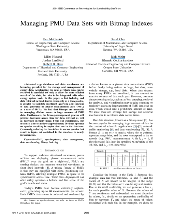 (PDF) Managing PMU data sets with bitmap indexes