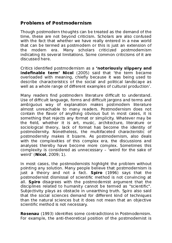 (DOC) Problems of Postmodernism