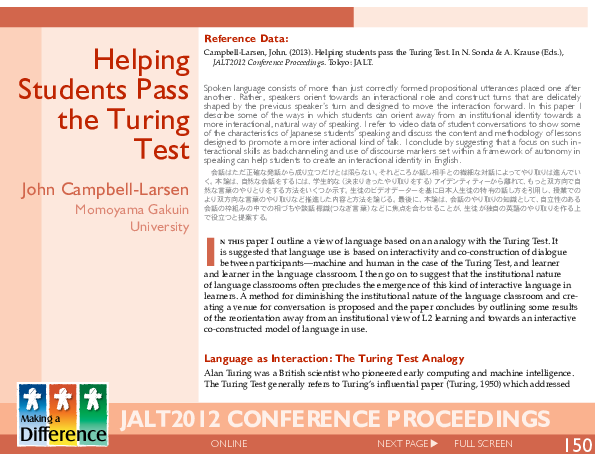 (PDF) Helping Students Pass the Turing Test