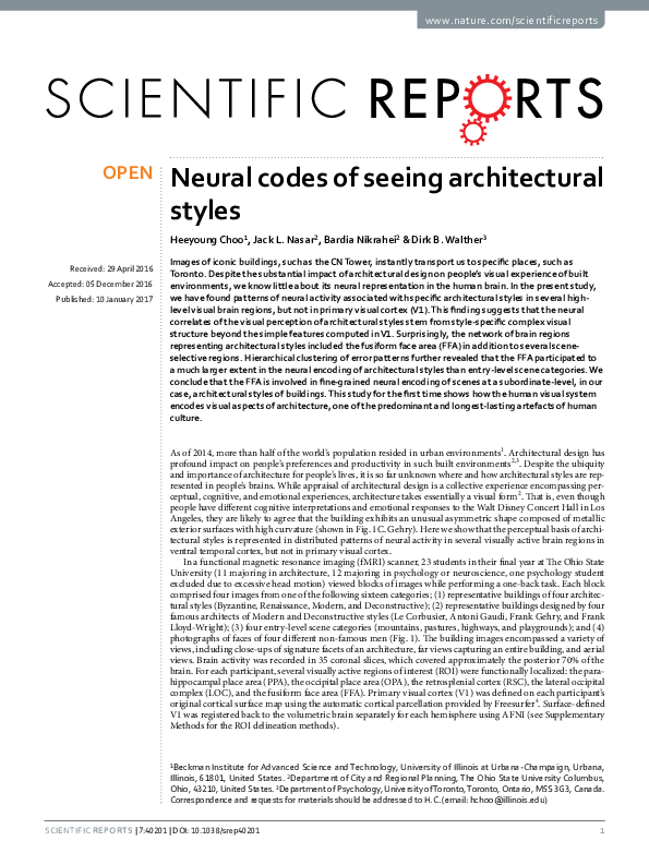 (PDF) Neural codes of seeing architectural styles