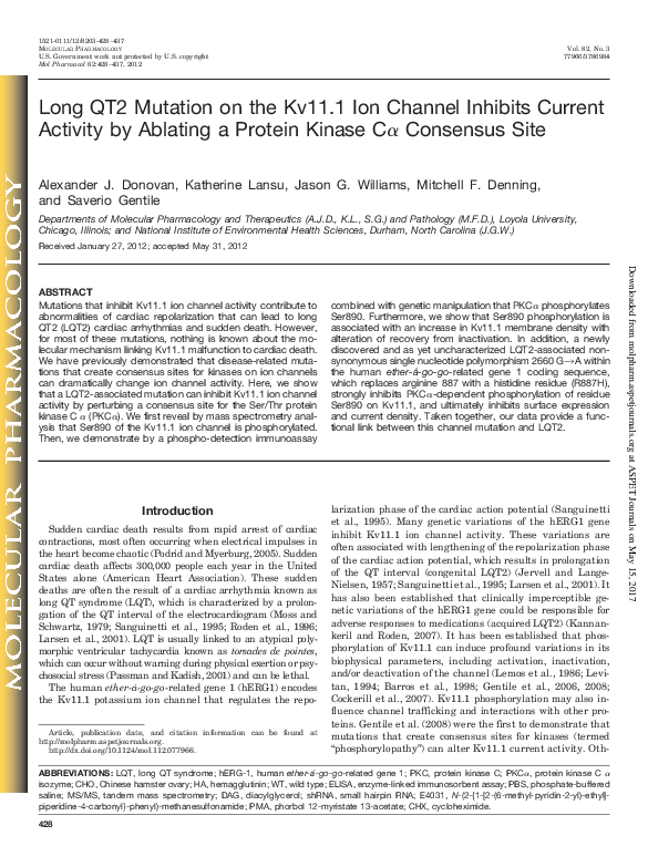 (PDF) Long QT2 Mutation on the Kv11.1 Ion Channel Inhibits Current ...