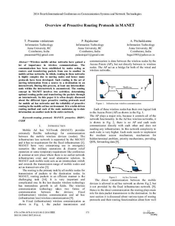 (PDF) Overview of Proactive Routing Protocols in MANET
