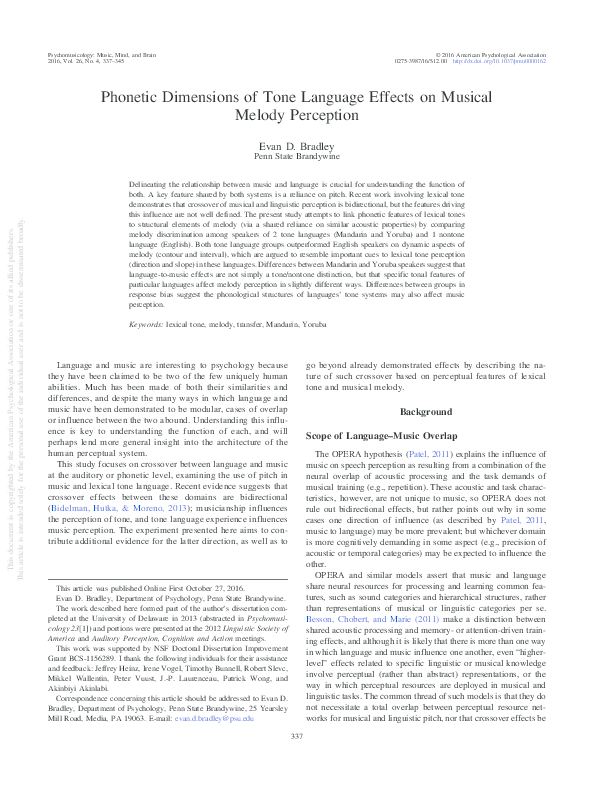 (PDF) Phonetic Dimensions of Tone Language Effects on Musical Melody ...