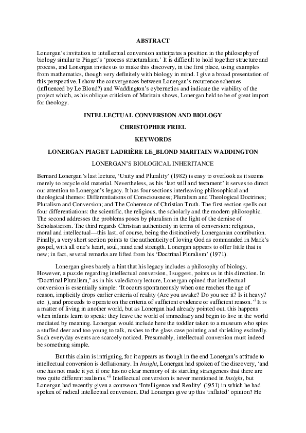(PDF) Intellectual Conversion and Biology