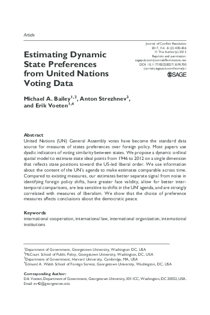 (PDF) Estimating Dynamic State Preferences from United Nations Voting Data