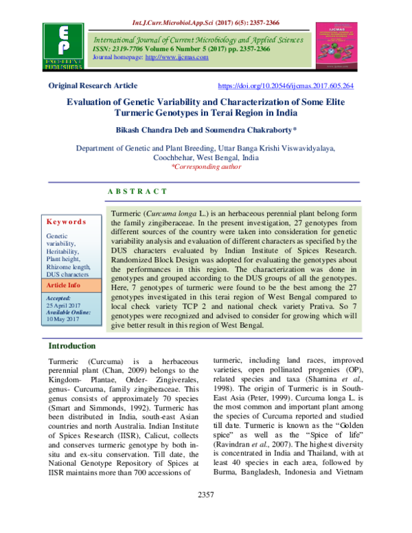 (PDF) Evaluation of Genetic Variability and Characterization of Some ...