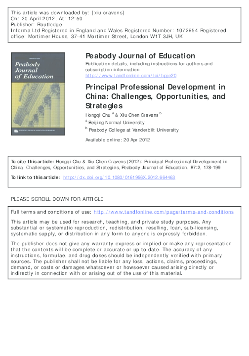 (PDF) Principal Professional Development in China: Challenges ...