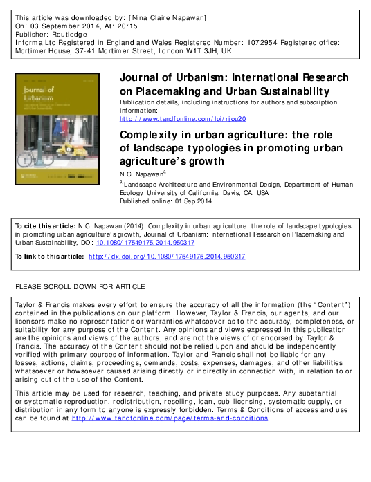 (PDF) Journal of Urbanism: International Research on Placemaking and ...