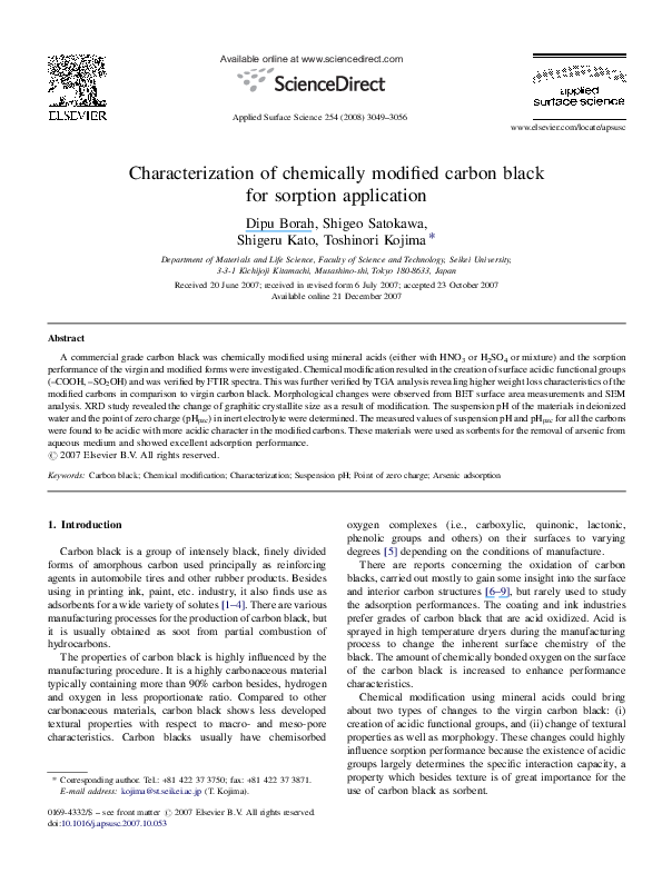 (PDF) Characterization of chemically modified carbon black for sorption ...
