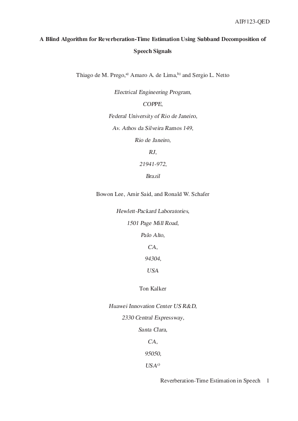 Pdf A Blind Algorithm For Reverberation Time Estimation Using Subband Decomposition Of Speech