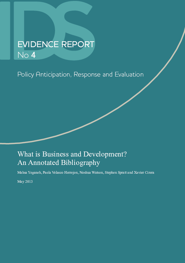 (PDF) IDS EVIDENCE REPORT No 4 What is Business and Development? An ...
