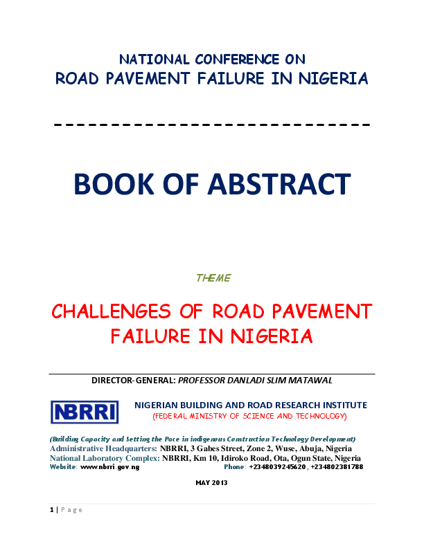 (PDF) CHALLENGES OF ROAD PAVEMENT FAILURE IN NIGERIA