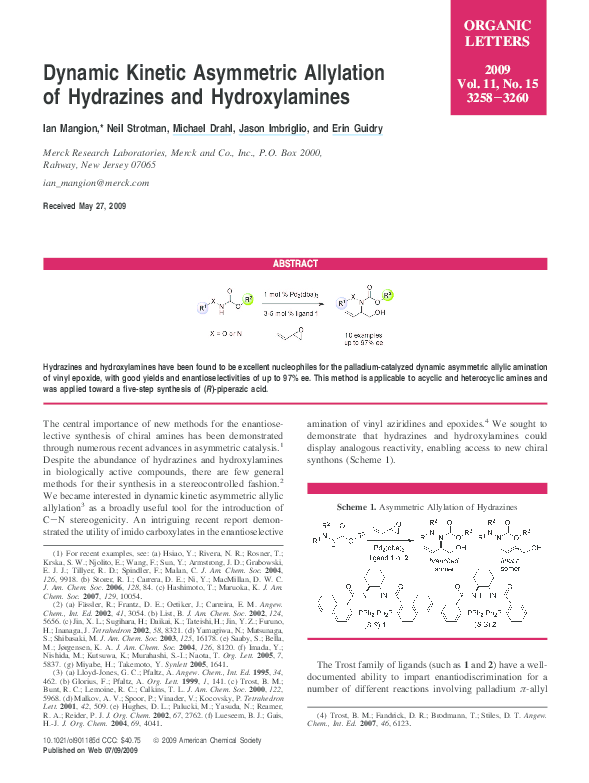(PDF) Dynamic Kinetic Asymmetric Allylation of Hydrazines and ...