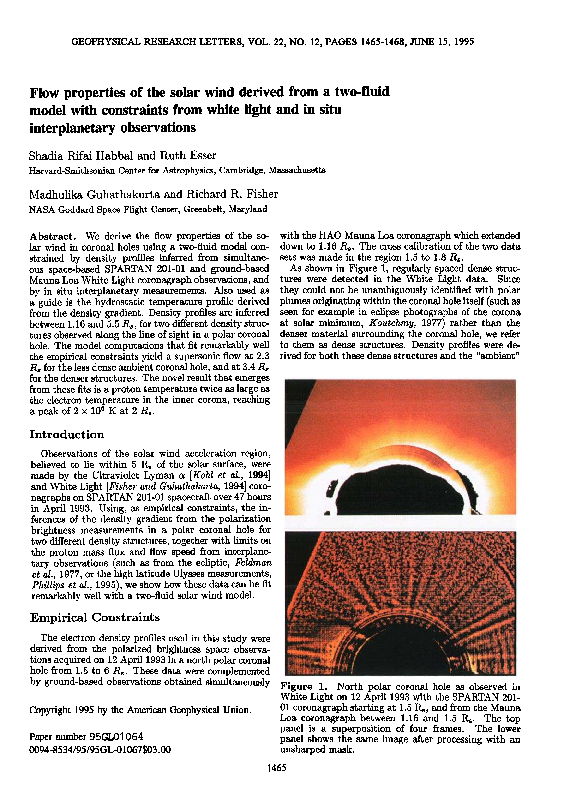 (PDF) Flow properties of the solar wind derived from a two-fluid model ...