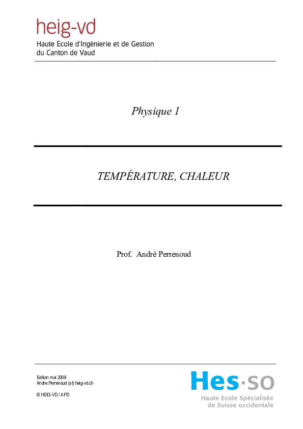 (PDF) Physique 1 TEMPÉRATURE, CHALEUR