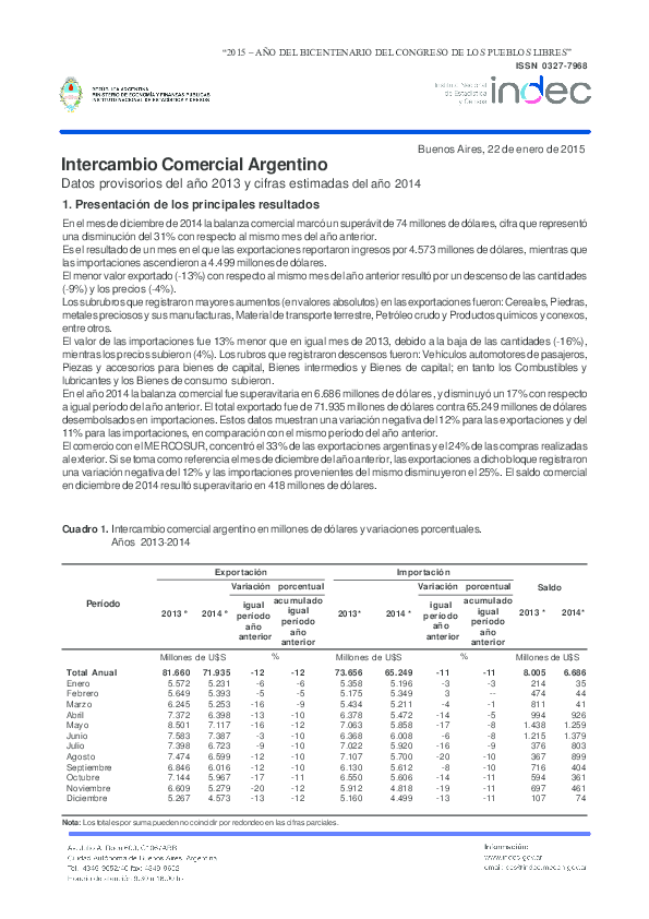 (PDF) Intercambio Comercial Argentino