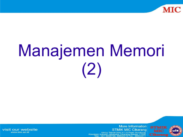 (PPT) Slide 9 Manajemen Memori 2
