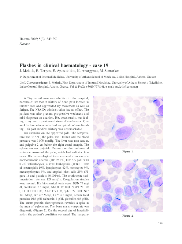 (PDF) Plasmacytic Leukemia – Pseudomonas Aeruginosa Sepsis