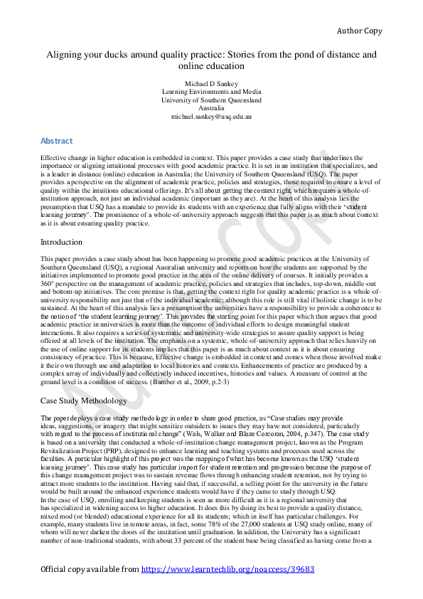 (PDF) Aligning your ducks for the student learning journey: Stories ...