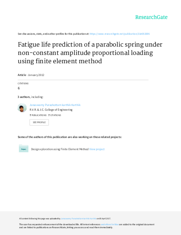 (PDF) Fatigue life prediction of a parabolic spring under non-constant amplitude proportional ...