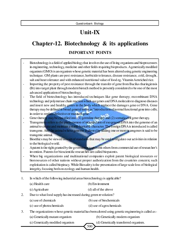 (PDF) Biotechnology and its Applications(1)