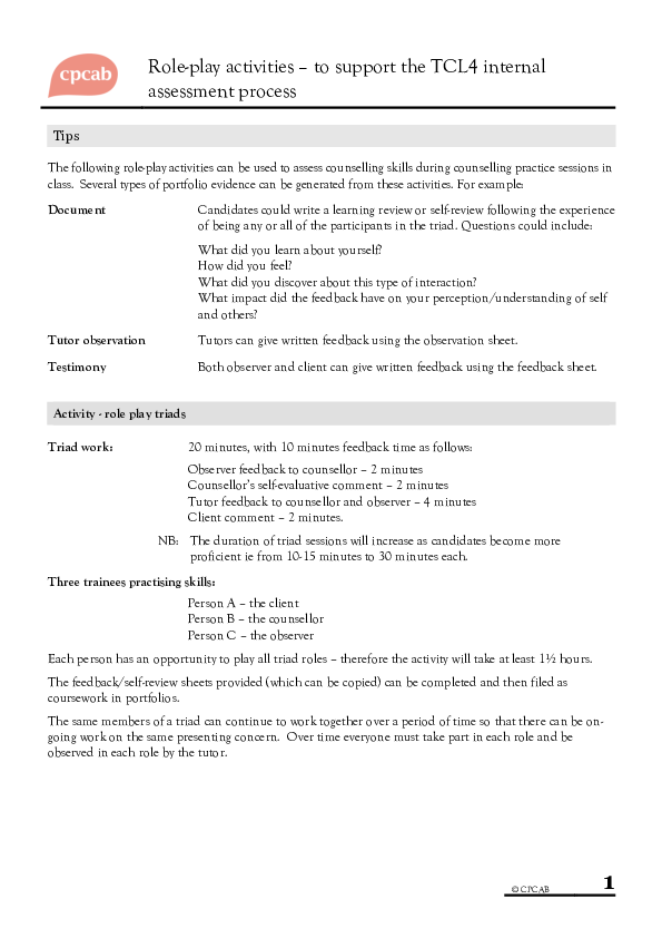 (PDF) Role-play activities – to support the TCL4 internal assessment ...
