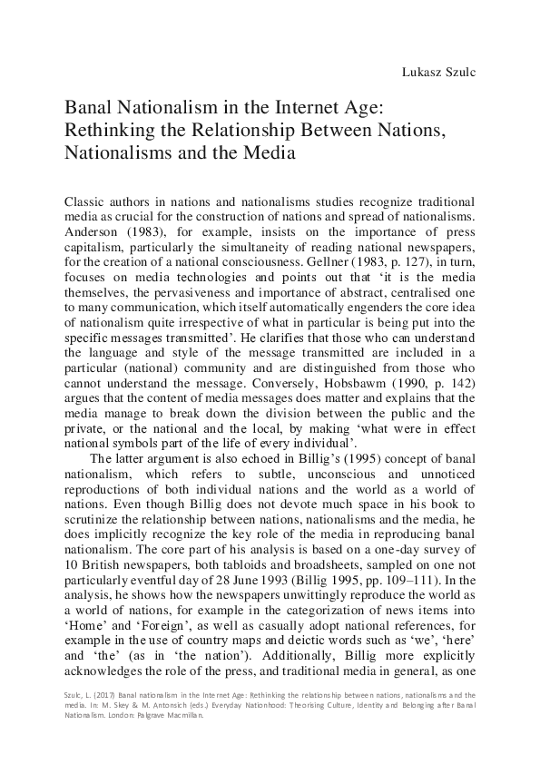 (PDF) Banal Nationalism in the Internet Age: Rethinking the ...