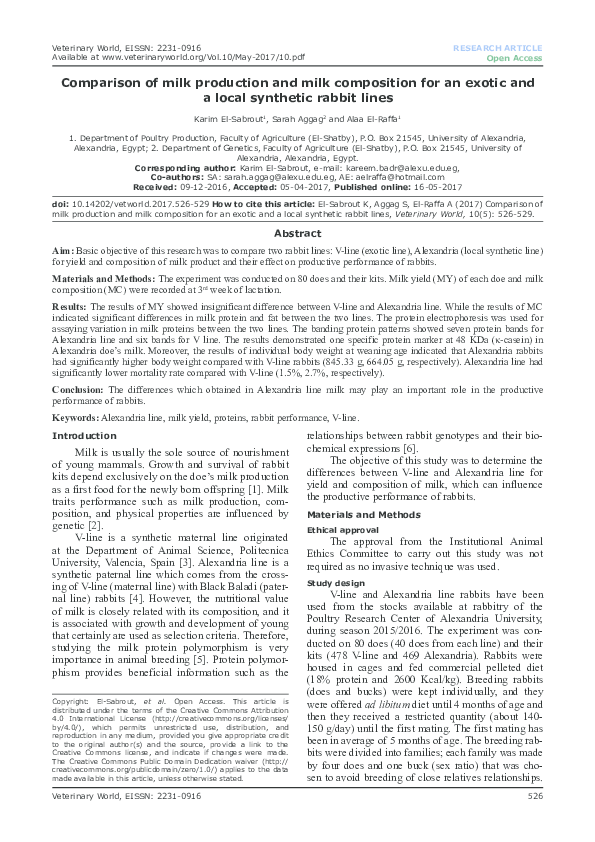 (PDF) Comparison of milk production and milk composition for an exotic ...