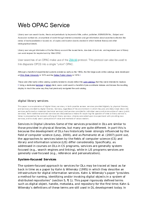 (DOC) Web OPAC Service