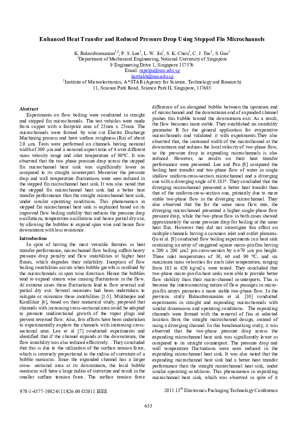 (PDF) Enhanced heat transfer and reduced pressure drop using stepped ...