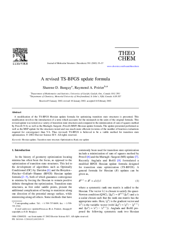Pdf A Revised Ts Bfgs Update Formula