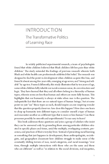 (PDF) City Kids Intro, The transformative politics of learning race