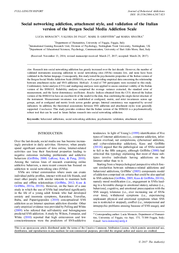 (PDF) Monacis, L., de Palo, V., Griffiths, M.D. & Sinatra, M. (2017 ...