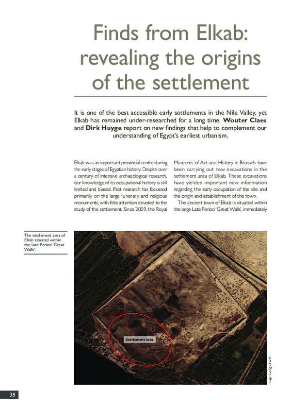 (PDF) Claes W. & Huyge D., Finds from Elkab: revealing the origins of ...