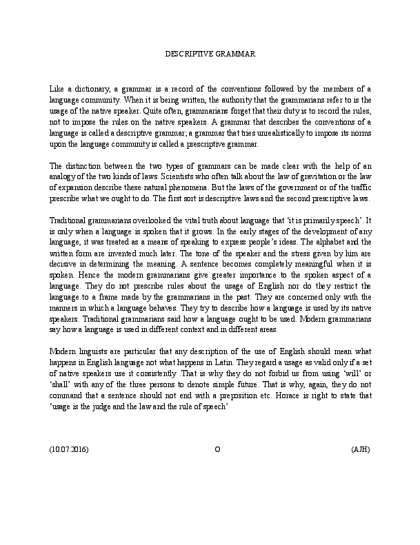 (PDF) Descriptive Grammar