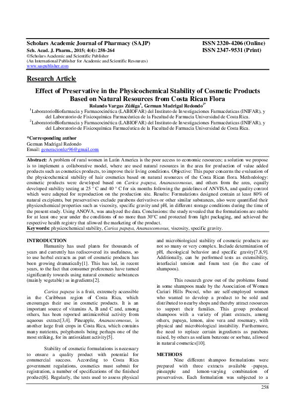 (PDF) Effect of Preservative in the Physicochemical Stability of ...