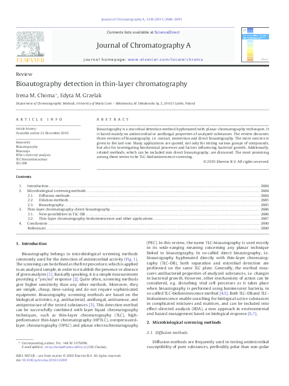 (PDF) Bioautography detection in thin-layer chromatography