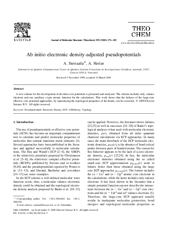 (PDF) Ab initio electronic density-adjusted pseudopotentials