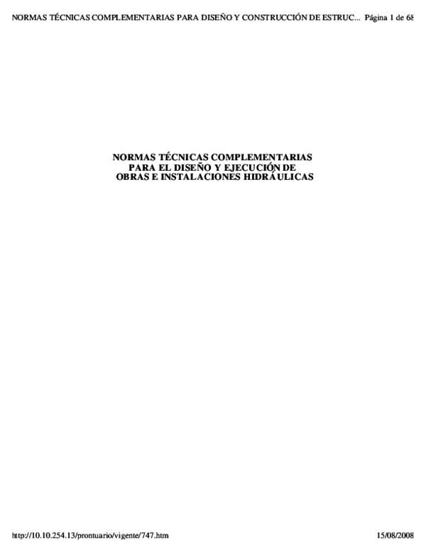 (PDF) NORMAS TÉCNICAS COMPLEMENTARIAS PARA EL DISEÑO Y EJECUCIÓN DE OBRAS E INSTALACIONES ...