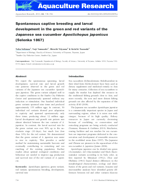 (PDF) Spontaneous captive breeding and larval development in the green ...