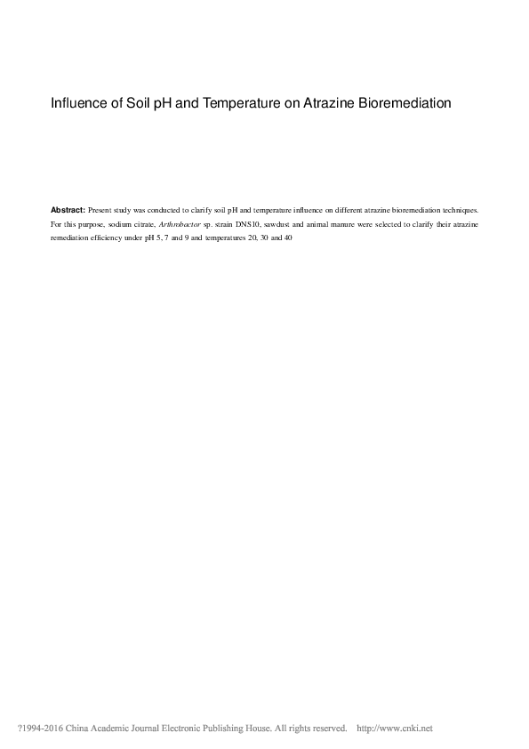 (PDF) Infl uence of Soil pH and Temperature on Atrazine Bioremediation