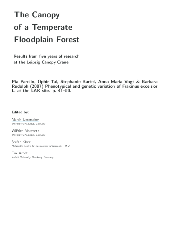 (PDF) The Canopy of a Temperate Floodplain Forest - Results from five ...