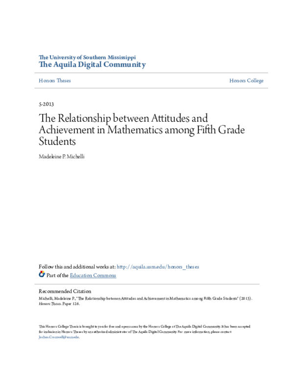 (PDF) The Relationship between Attitudes and Achievement in Mathematics.pdf